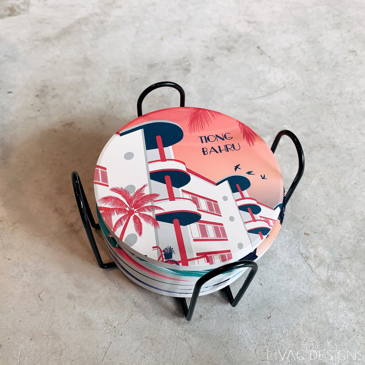 Set of 6 cork-backed coasters - Singapore Images – Livac Designs